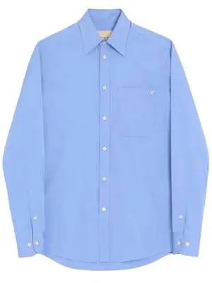 Valentino Garavani Oxford Cotton Shirt With Vgold - Blue