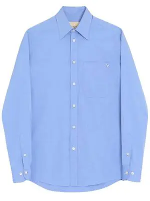 Valentino Garavani Oxford Cotton Shirt With Vgold - Blue