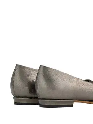 FERRAGAMO Varina Crackled Laminated Metallic Leather Ballet Flat