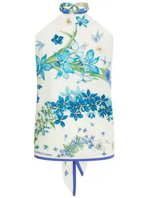 FERRAGAMO Top Primaver Oblong-shawl-stole - Blue