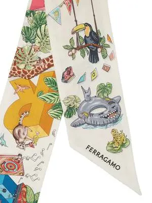FERRAGAMO Jungle Party Print Silk Mini Bandeau - White