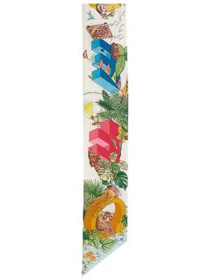 FERRAGAMO Jungle Party Print Silk Mini Bandeau - White