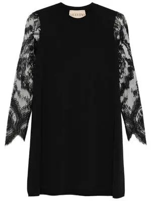 Valentino Garavani Lace-sleeve Mini Dress - Black