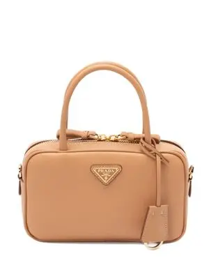 Prada Mini Leather Top Handle Bag With Shoulder Strap - Multicolor