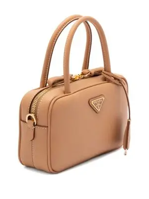 Prada Mini Leather Top Handle Bag With Shoulder Strap