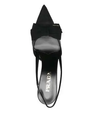 Prada Bow Detail Mesh Slingback Pumps