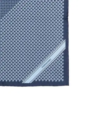 FERRAGAMO Brio Silk Pocket Square - Blue