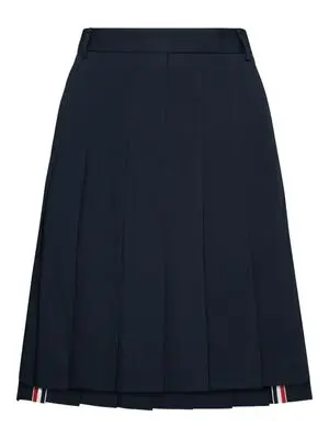 Thom Browne Pleated Wool Midi Skirt - Blue