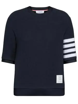 Thom Browne Textured Cotton Piqué 4-bar T-shirt - Blue