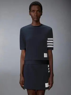 Thom Browne Textured Cotton Piqué 4-bar T-shirt - Blue