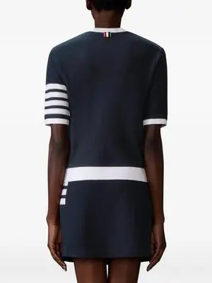 Thom Browne Textured Cotton Piqué 4-bar T-shirt - Blue