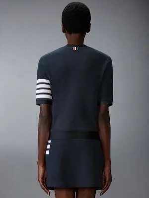 Thom Browne Textured Cotton Piqué 4-bar T-shirt - Blue