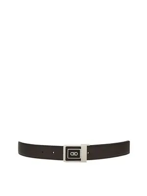 FERRAGAMO Double Square Reversible Leather Belt
