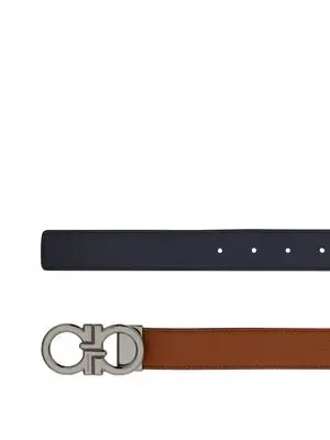 FERRAGAMO Gancini Grained Leather Reversible Belt