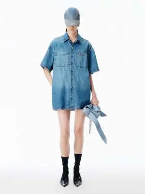 Alexander Wang Denim Shirt Dress - Blue