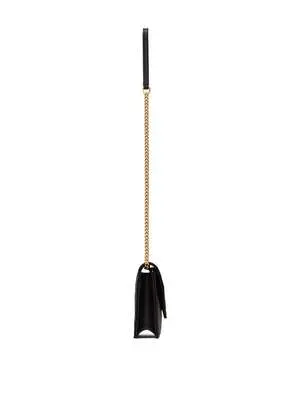Saint Laurent Cassandre Envelope Chain Wallet In Grain De Poudre Leather - Black