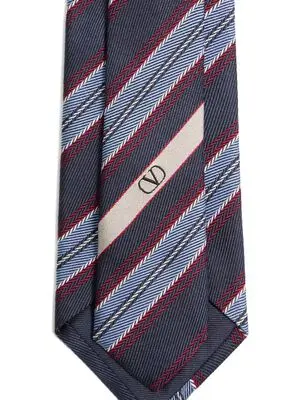 Valentino Garavani Valentie Jacquard Regimental Silk Tie - Blue