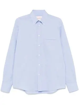 Valentino Garavani Cotton Oxford Shirt With Vlogo Embroidery - Blue