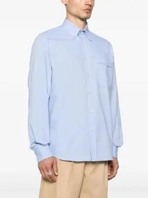 Valentino Garavani Cotton Oxford Shirt With Vlogo Embroidery - Blue