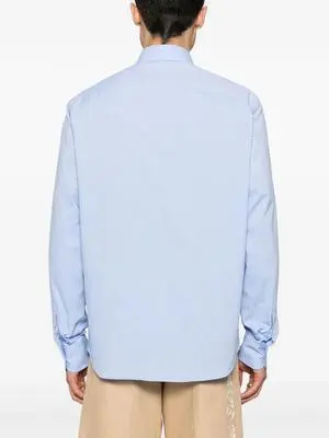 Valentino Garavani Cotton Oxford Shirt With Vlogo Embroidery - Blue