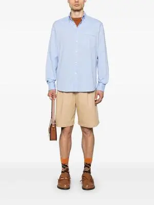 Valentino Garavani Cotton Oxford Shirt With Vlogo Embroidery - Blue