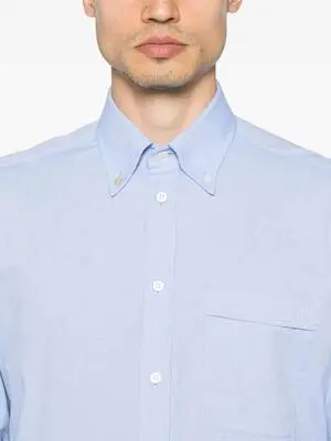 Valentino Garavani Cotton Oxford Shirt With Vlogo Embroidery - Blue
