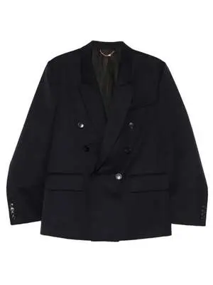 Victoria Beckham Double-breasted Wool Tailored Jacket - Blue