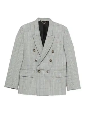 Victoria Beckham Check Wool Double-breasted Tailored Jacket - Gray