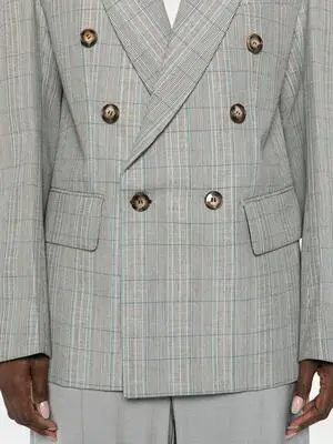 Victoria Beckham Check Wool Double-breasted Tailored Jacket - Gray