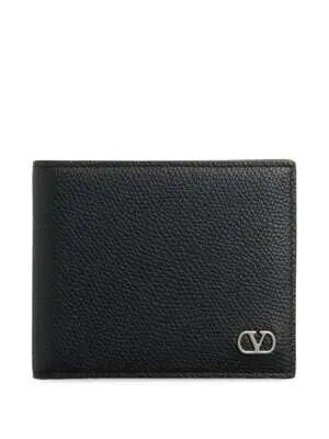 Valentino Garavani Vlogo Signature Grainy Calfskin Bi-fold Wallet - Black