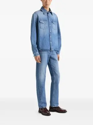 Givenchy Couture Seam Shirt In Shadow Washed Denim