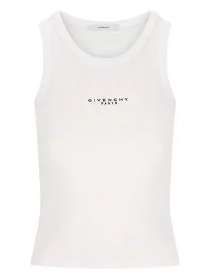 Givenchy Slim Fit Cotton Tank Top With Paris Print - White