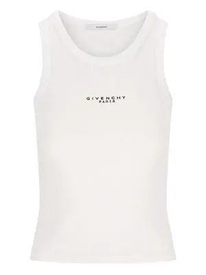 Givenchy Slim Fit Cotton Tank Top With Paris Print - White