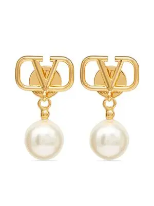 Valentino Garavani Vlogo Signature Earrings With Swarovski® Pearls - Silver