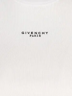 Givenchy Cropped Cotton Tank Top With Paris Print - White