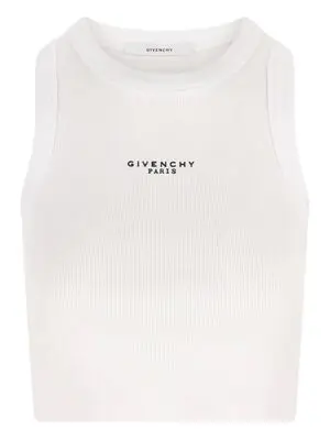 Givenchy Cropped Cotton Tank Top With Paris Print - White