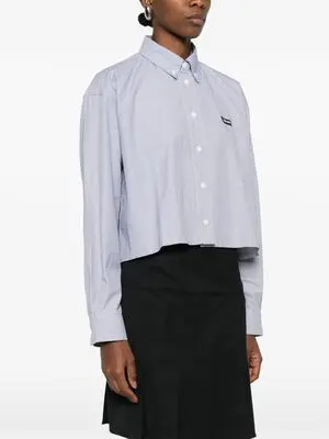 Miu Miu Check Pattern Cropped Poplin Shirt