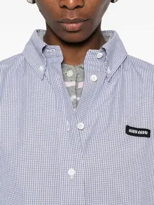 Miu Miu Check Pattern Cropped Poplin Shirt