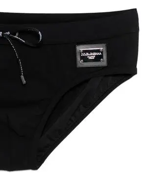 Dolce & Gabbana Swim Briefs With Logo Plaque - Black