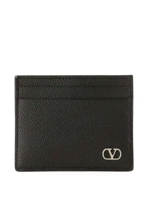 Valentino Garavani Vlogo Signature Garnet Calfskin Card Holder - Black