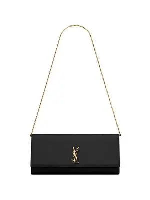 Saint Laurent Kate Clutch In Grain De Poudre Leather - Black