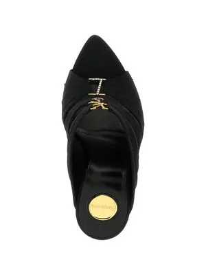 Saint Laurent Emilie 110 Satin Crepe Mules - Black