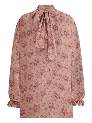 Dolce & Gabbana Small Flower Bouquets-print Chiffon Top - Multicolor
