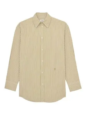 Saint Laurent Striped Cotton Poplin Cassandre Shirt - Green