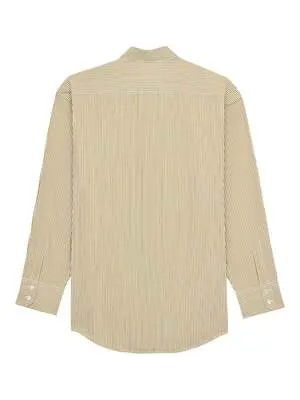 Saint Laurent Striped Cotton Poplin Cassandre Shirt - Green