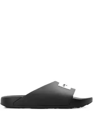 Givenchy Label Rubber Flat Mules - Black