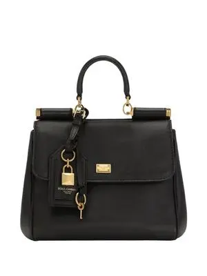 Dolce & Gabbana My Sicily Small Handbag In Plongé Calfskin - Black