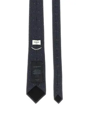 Saint Laurent Silk Crepe Dotted Neck Tie - Blue