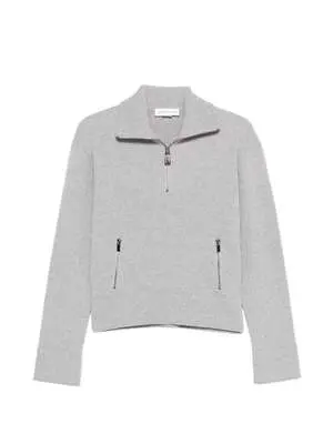 Victoria Beckham Half-zip Milano Wool Blend Jumper - Gray