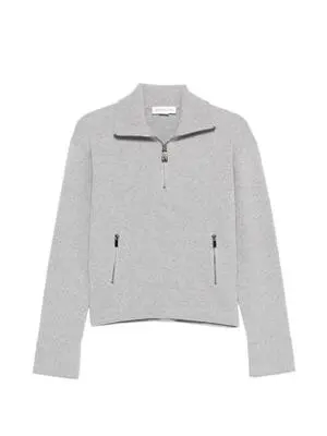 Victoria Beckham Half-zip Milano Wool Blend Jumper - Gray